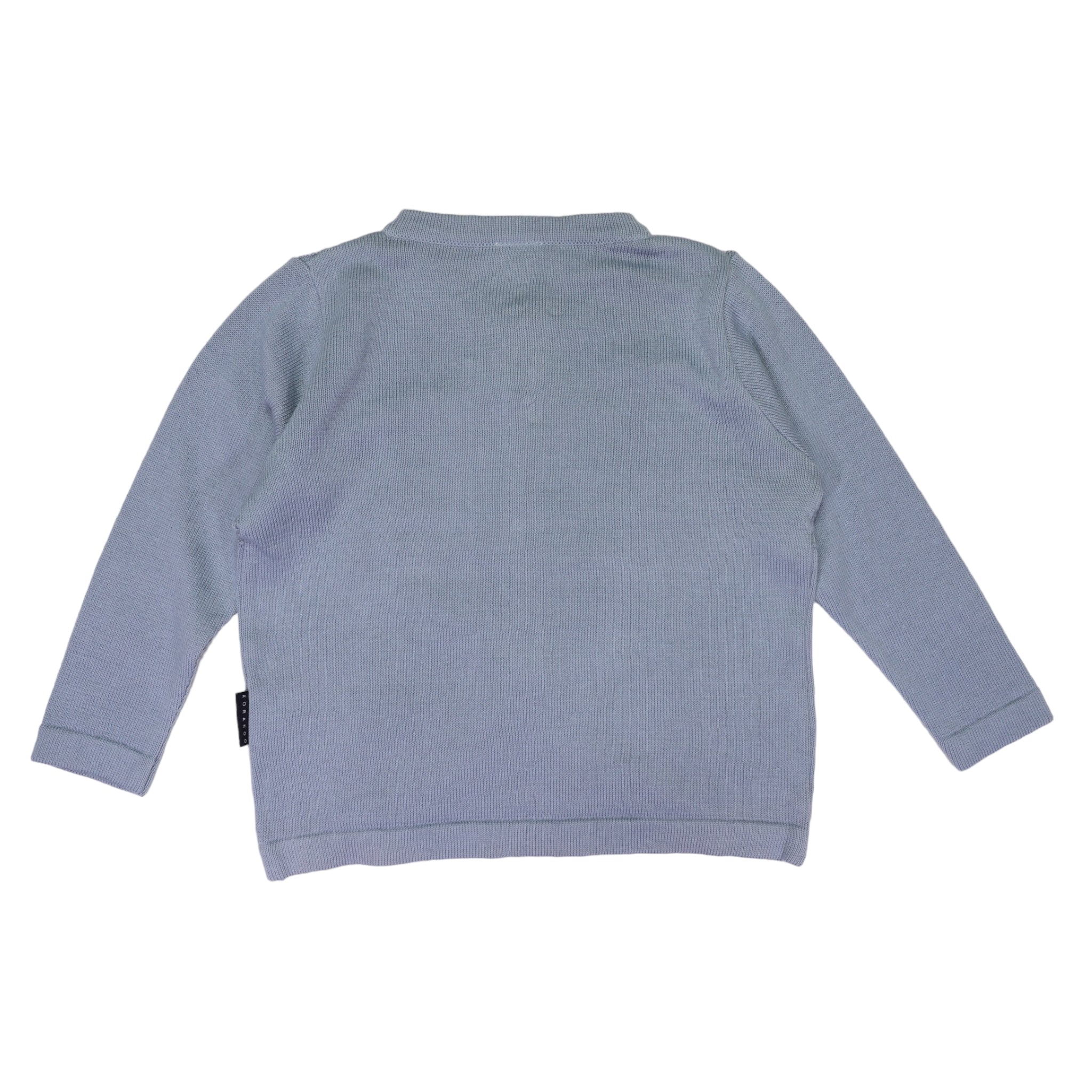 Whale Embroidered Cardigan Dusty Blue – Korango