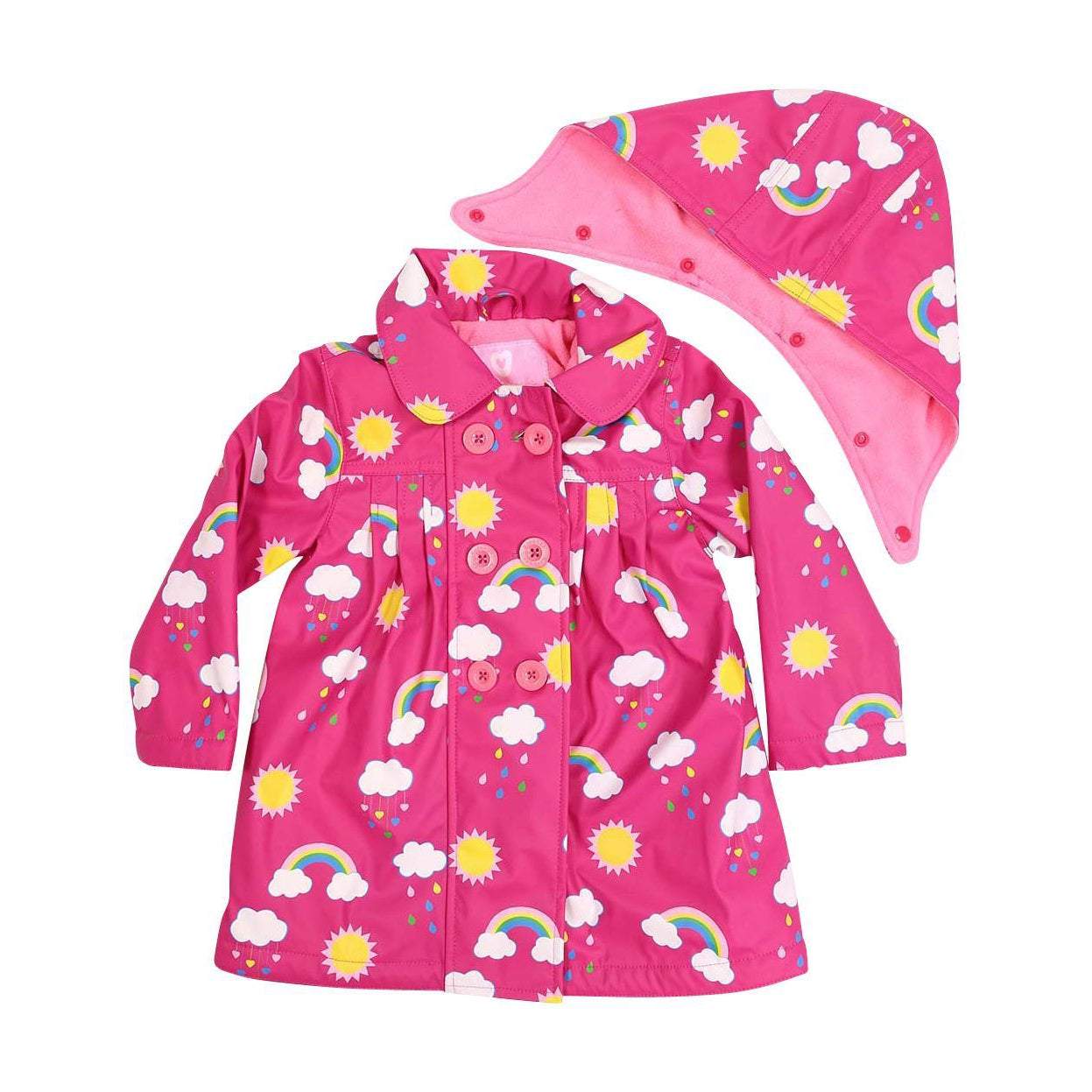 Fleece Lined Rainbow Raincoat Pink Korango